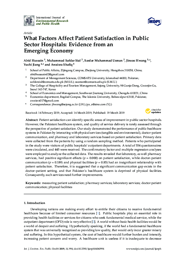 (PDF) What Factors Affect Patient Satisfaction in Public Sector ...