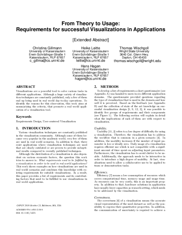 (PDF) From Theory to Usage: Requirements for successful Visualizations ...