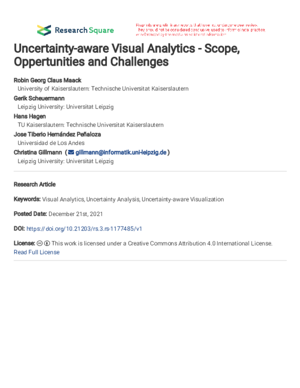 (PDF) Uncertainty-aware Visual Analytics - Scope, Oppertunities and Challenges | Christina ...