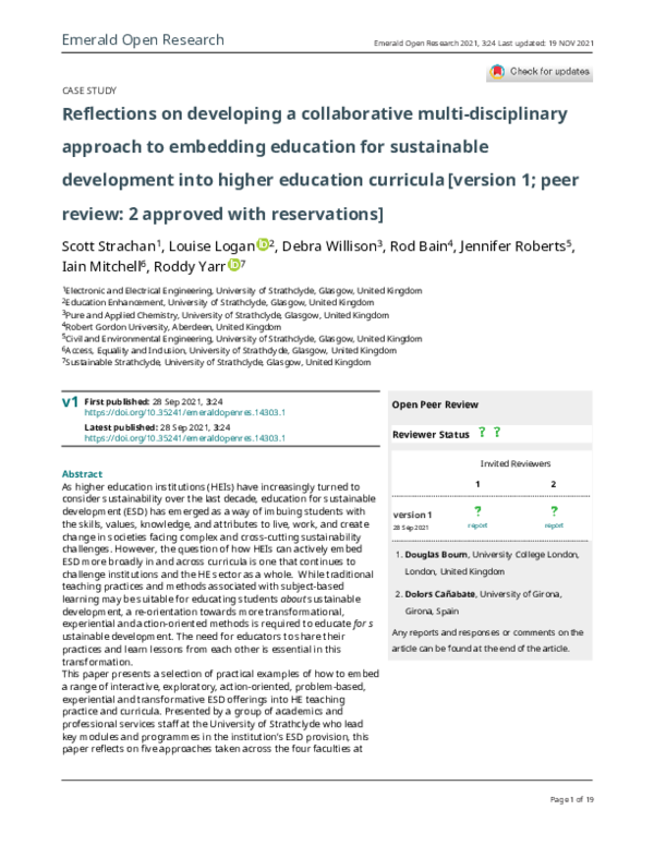 (PDF) Referee report. For: Reflections on developing a collaborative multi-disciplinary approach ...