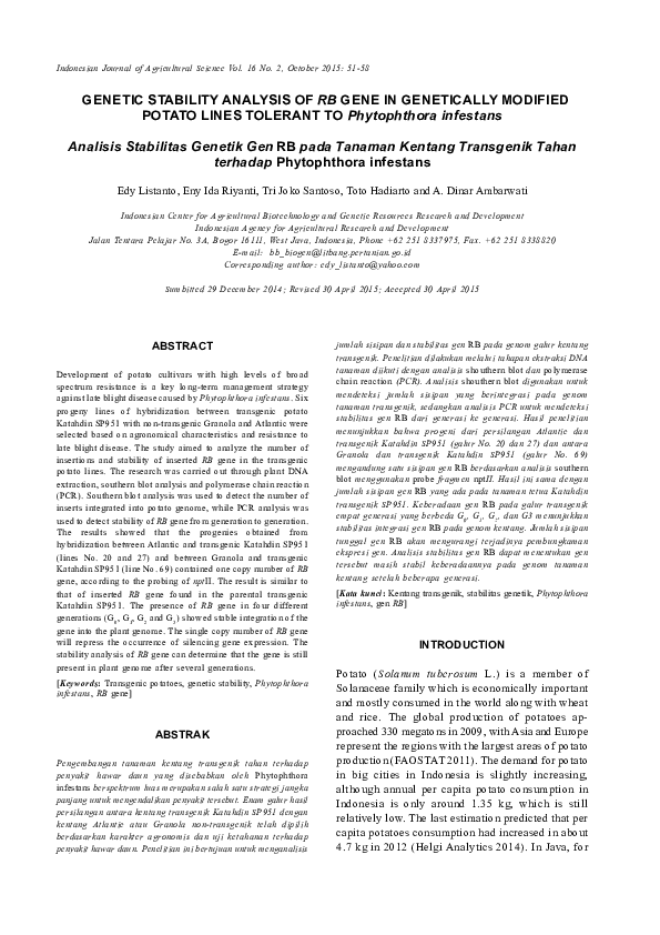 (PDF) GENETIC STABILITY ANALYSIS OF RB GENE IN GENETICALLY MODIFIED ...