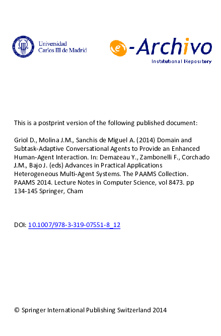 (PDF) Domain and Subtask-Adaptive Conversational Agents to Provide an ...