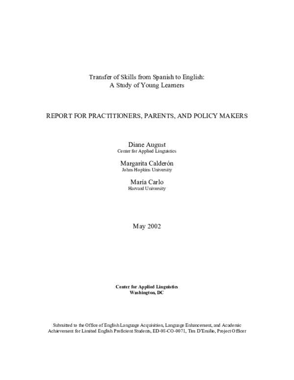 (PDF) Transfer of skills from Spanish to English: A study of young ...