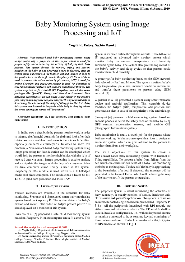 (PDF) Baby Monitoring System using Image Processing and IoT