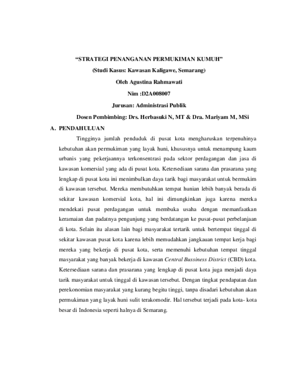 (PDF) Strategi Penanganan Permukiman Kumuh (Studi Kasus : Kawasan ... (PDF) Strategi Penanganan Permukiman Kumuh (Studi Kasus : Kawasan ...