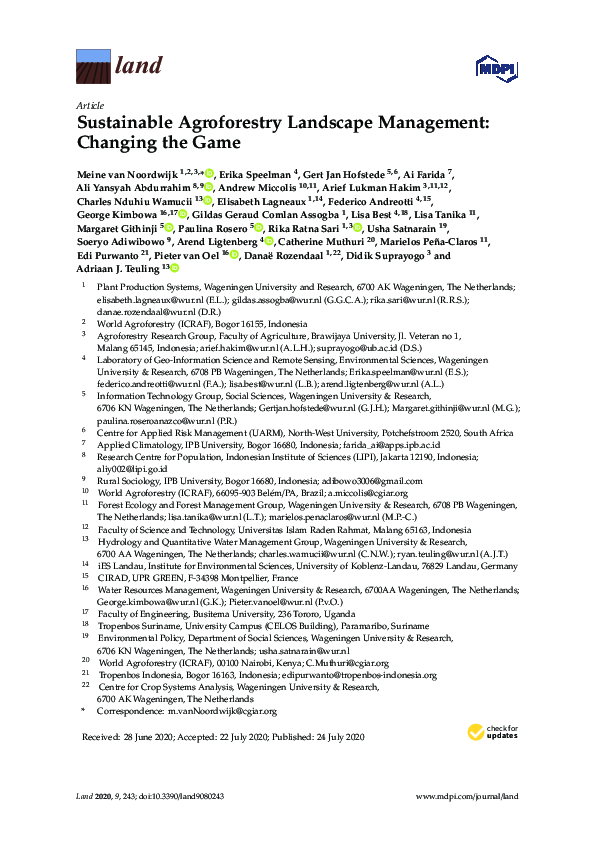 (PDF) Sustainable Agroforestry Landscape Management: Changing the Game