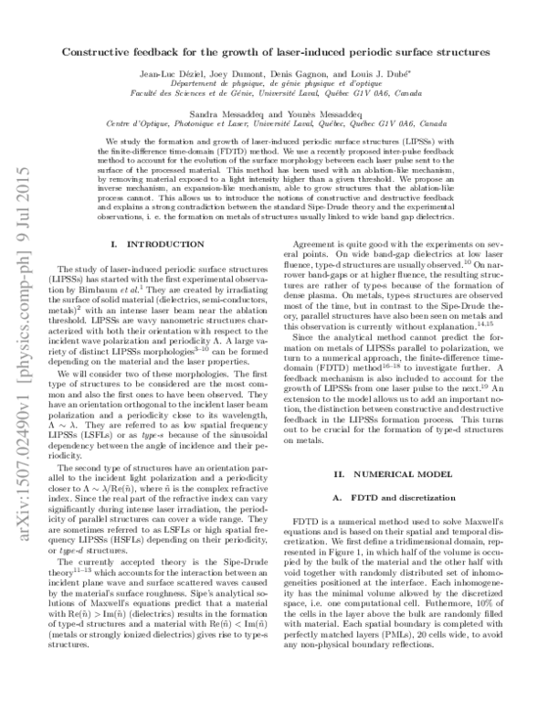 Pdf Constructive Feedback For The Growth Of Laser‐induced Periodic Surface Structures