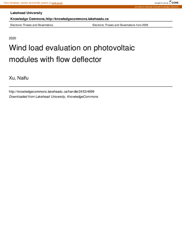 (PDF) Wind load evaluation on photovoltaic modules with flow deflector