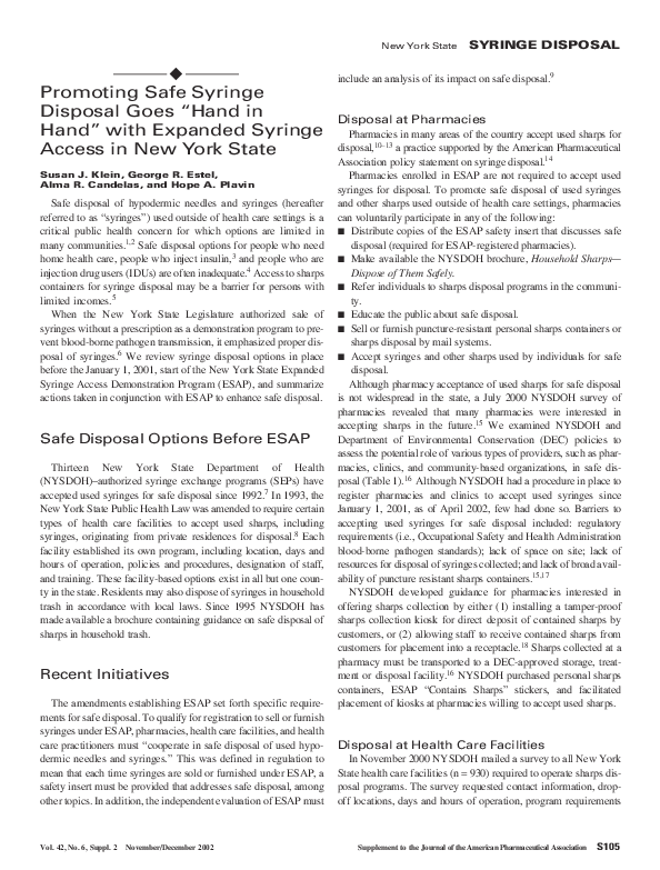 (PDF) Promoting Safe Syringe Disposal Goes “Hand in Hand” with Expanded ...