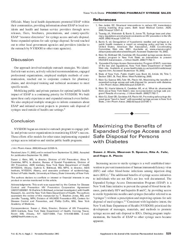 (PDF) Maximizing the Benefits of Expanded Syringe Access and Safe ...