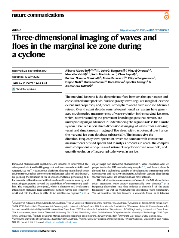 (PDF) Three-dimensional imaging of waves and floes in the marginal ice ...