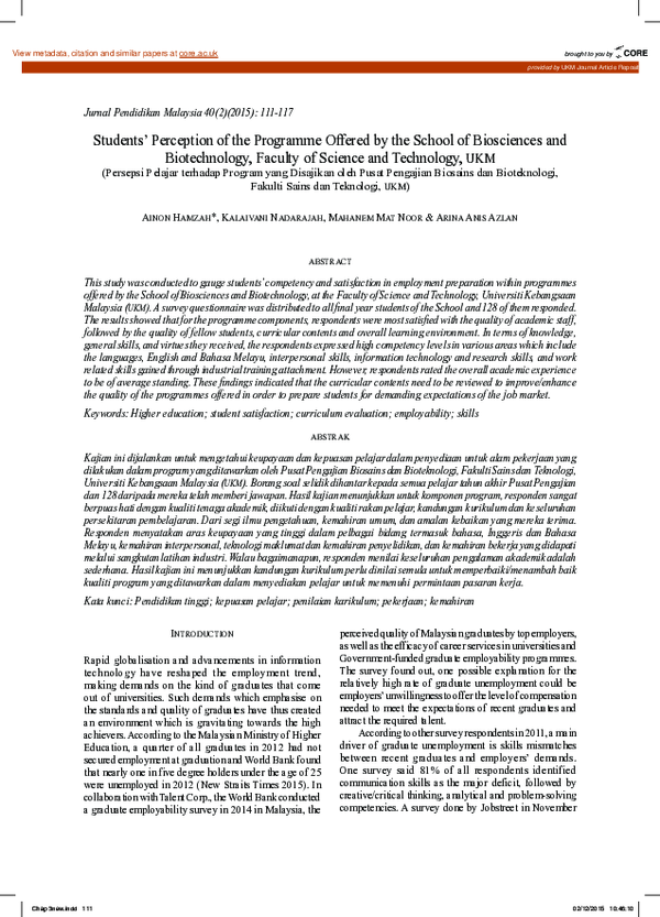 (PDF) Students’ Perception of the Programme Offered by the School of ...