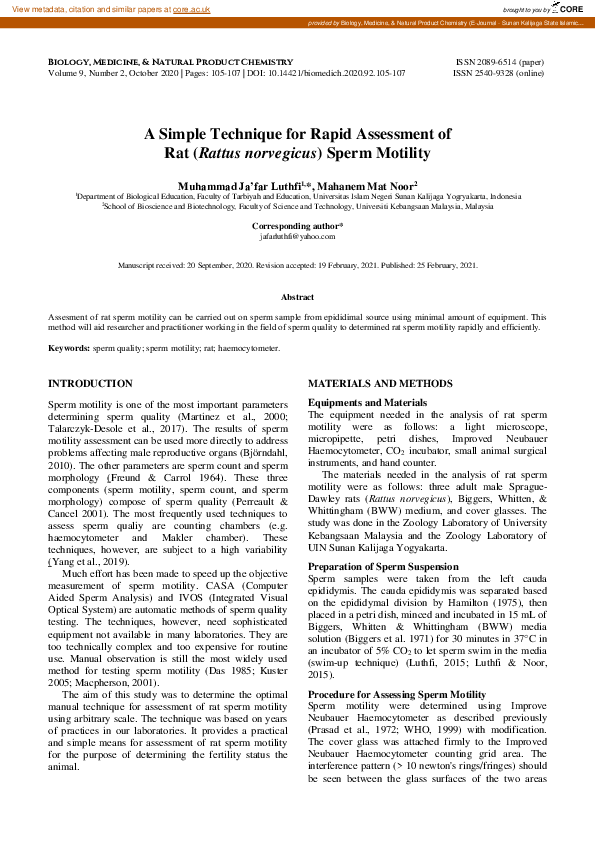 (PDF) A Simple Technique for Rapid Assessment of Rat (Rattus norvegicus ...