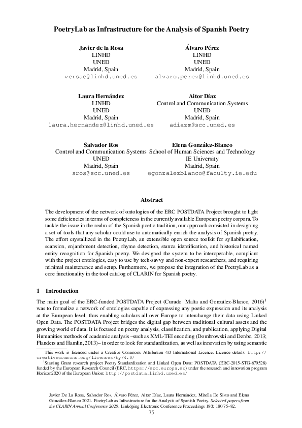 (PDF) PoetryLab as Infrastructure for the Analysis of Spanish Poetry
