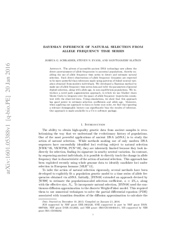 (PDF) Bayesian inference of natural selection from allele frequency time series