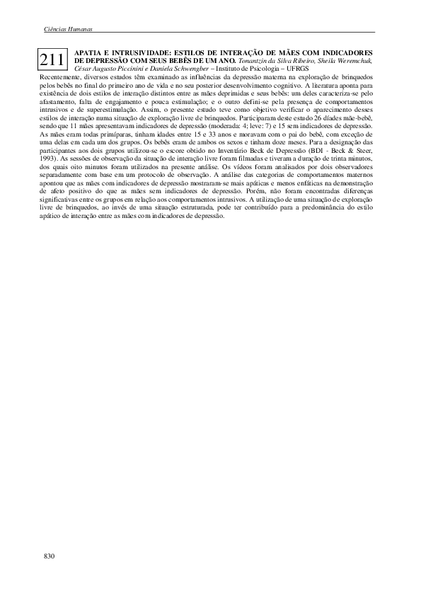 (PDF) Apatia e intrusividade: estilos de interação de mães com ...