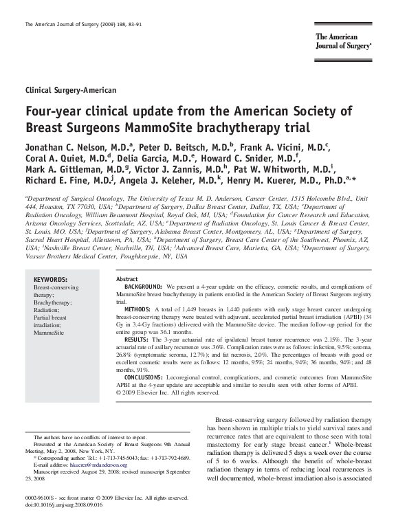 (PDF) Four-year clinical update from the American Society of Breast ...