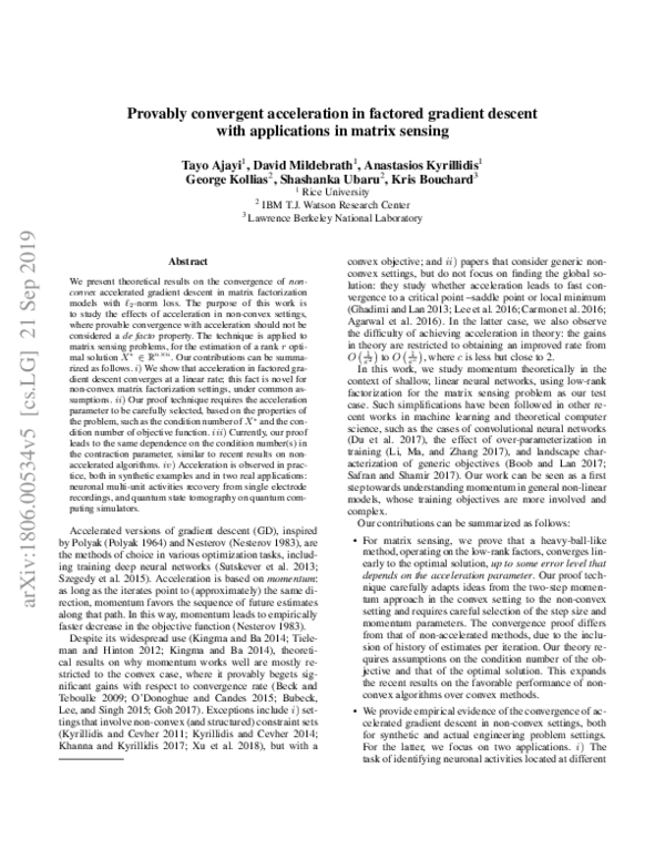 Pdf Provably Convergent Acceleration In Factored Gradient Descent With Applications In Matrix