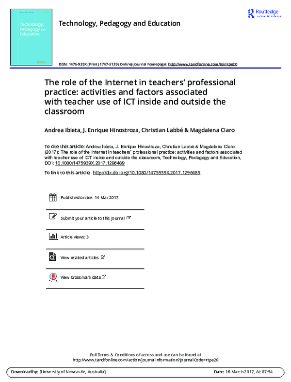 (PDF) The role of the Internet in teachers’ professional practice ...