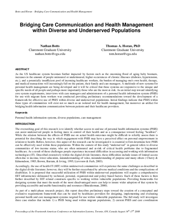 (PDF) Bridging care communication and health management within diverse ...