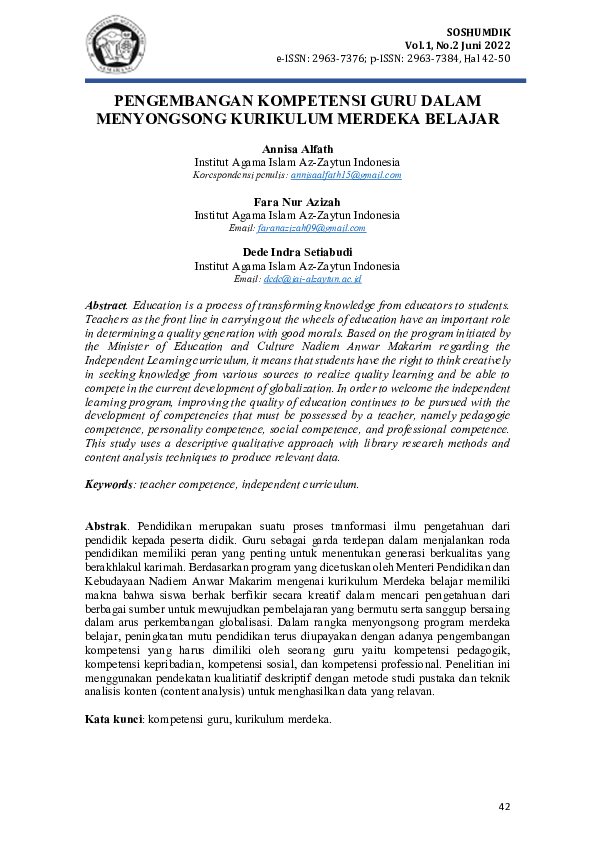 (PDF) Pengembangan Kompetensi Guru Dalam Menyongsong Kurikulum Merdeka Belajar