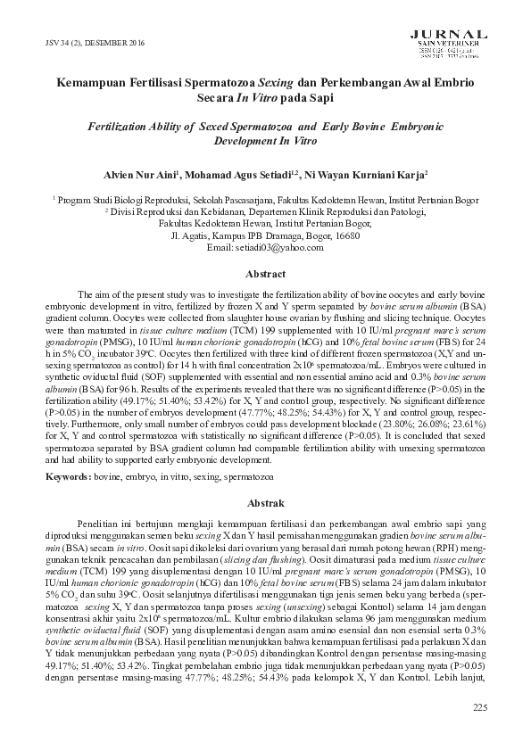 (PDF) Kemampuan Fertilisasi Spermatozoa Sexing dan Perkembangan Awal ...
