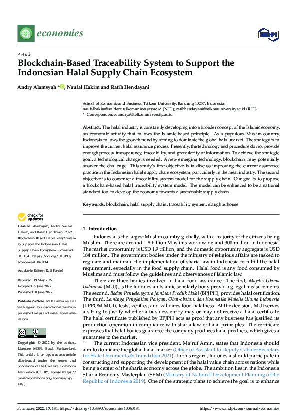 (PDF) Blockchain-Based Traceability System to Support the Indonesian Halal Supply Chain Ecosystem