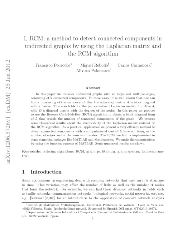 (PDF) Detecting Graph Connected Components via RCM