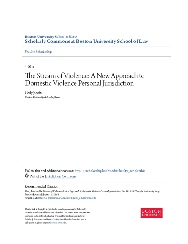 (PDF) The Stream of Violence: A New Approach to Domestic Violence ...