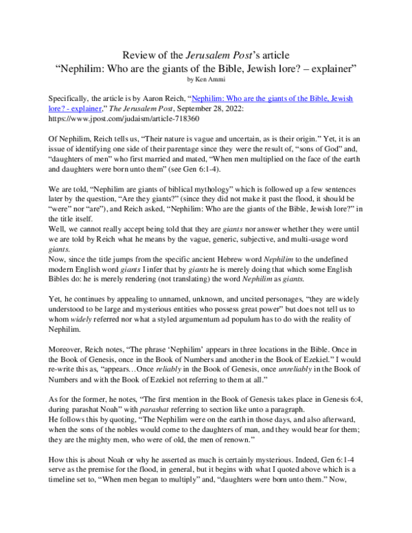 (PDF) Review of the Jerusalem Post’s article “Nephilim: Who are the ...