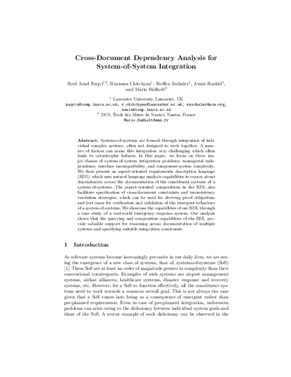 (PDF) Cross-Document Dependency Analysis for System-of-System Integration