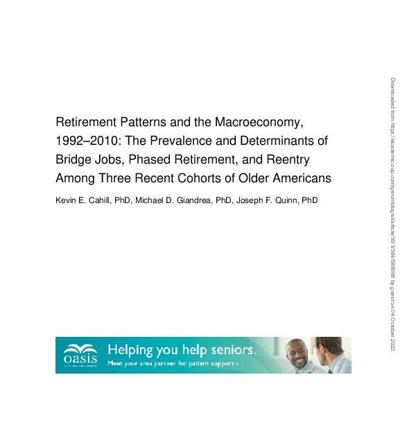 (PDF) Retirement Patterns and the Macroeconomy, 1992–2010: The ...