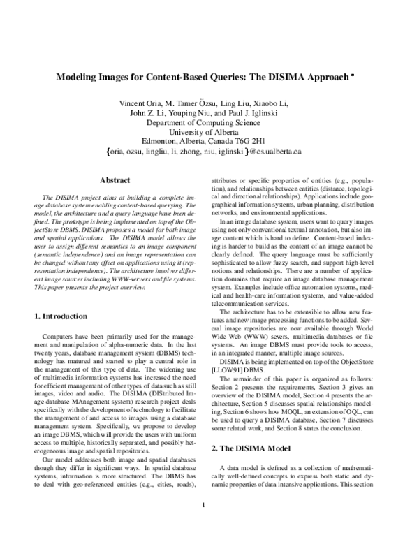 (PDF) Modeling images for content-based queries: The DISIMA approach