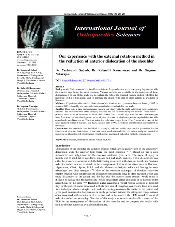 (PDF) Our experience with the external rotation method in the reduction ...