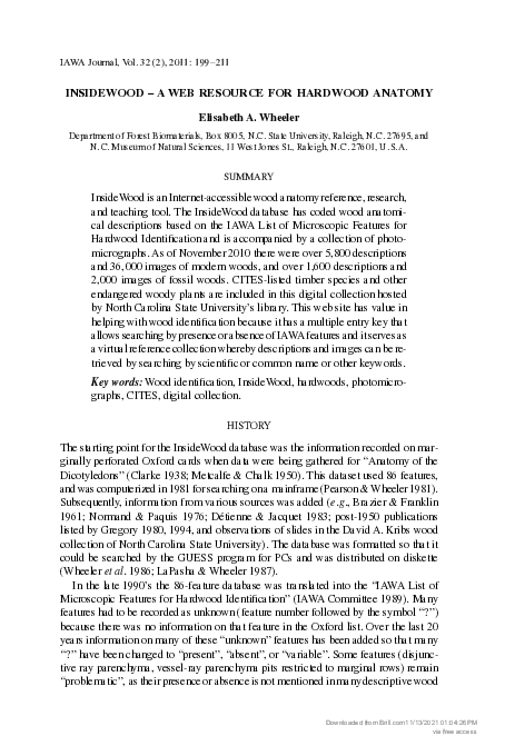 (PDF) Inside Wood – A Web resource for hardwood anatomy