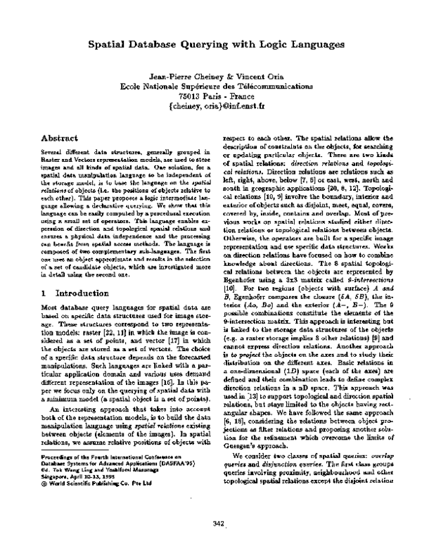 (PDF) Spatial Database Querying with Logic Languages | Vincent Oria - Academia.edu