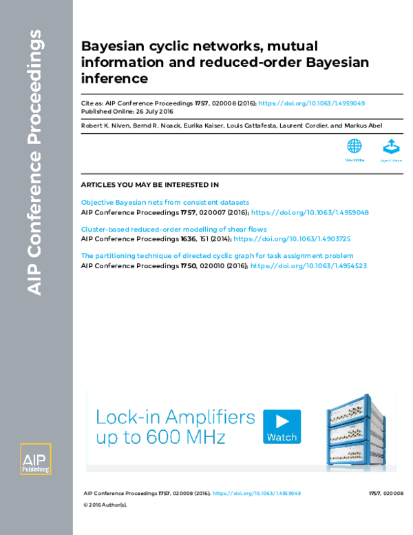 (PDF) Bayesian cyclic networks, mutual information and reduced-order Bayesian inference