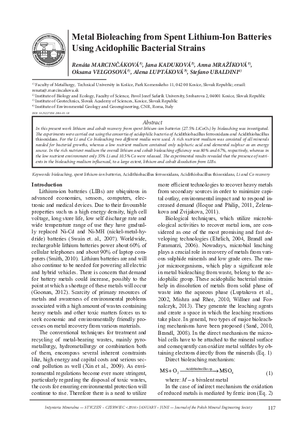 (PDF) Metal Bioleaching from Spent Lithium-Ion Batteries Using ...
