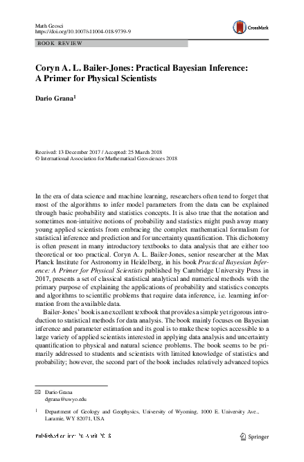 (PDF) Coryn A. L. Bailer-Jones: Practical Bayesian Inference: A Primer ...
