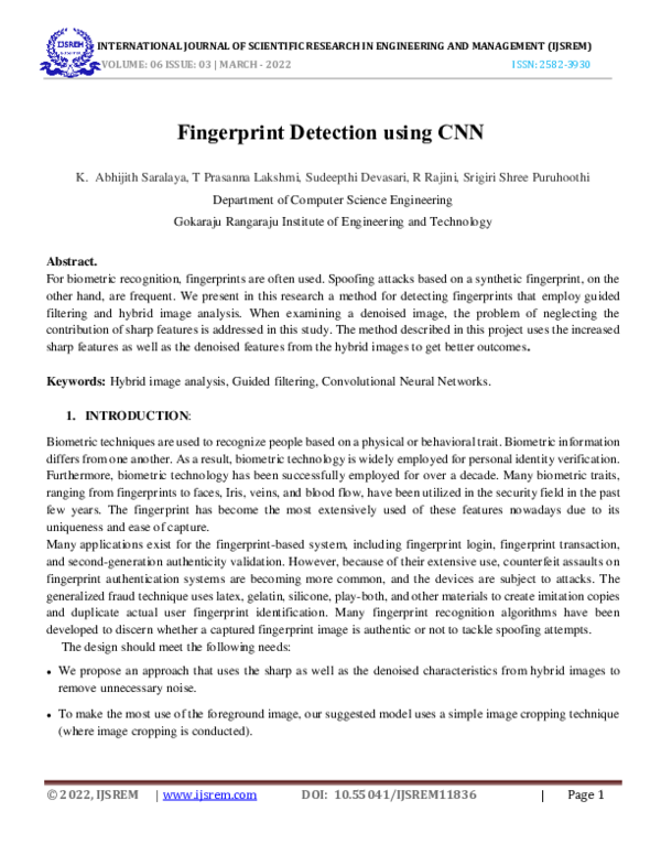 Pdf Fingerprint Detection Using Cnn