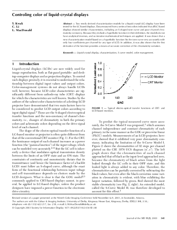 (PDF) Controling color of liquid-crystal displays