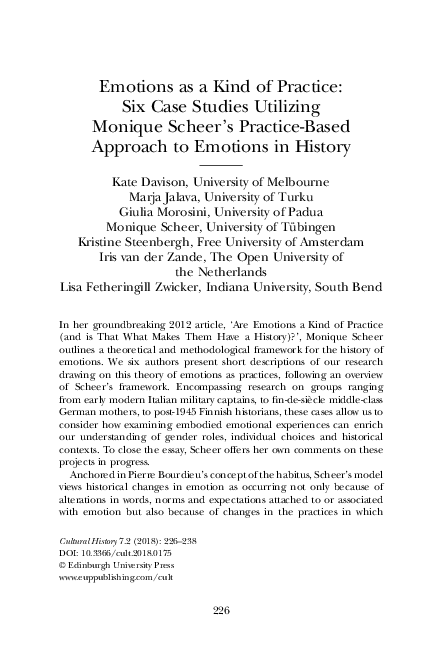 (PDF) Emotions as a Kind of Practice: Six Case Studies Utilizing ...
