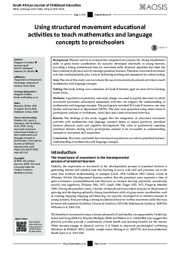 (PDF) Using structured movement educational activities to teach ...