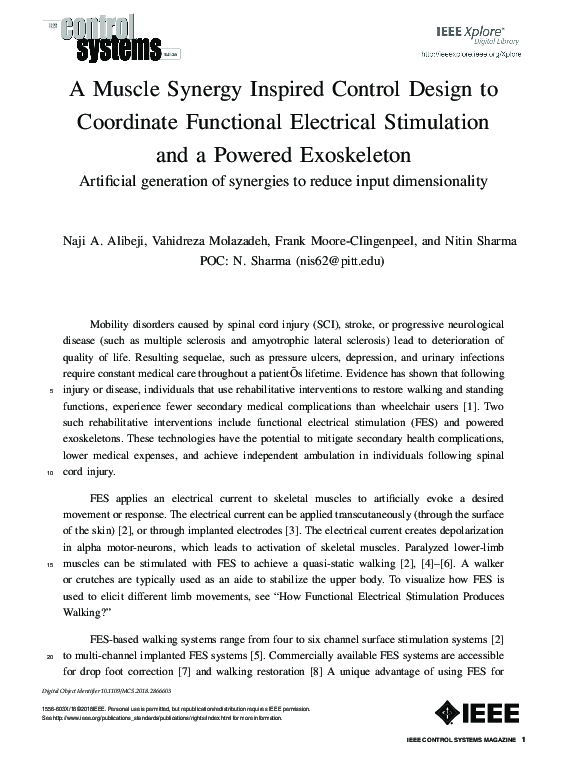 (PDF) A Muscle Synergy-Inspired Control Design to Coordinate Functional ...