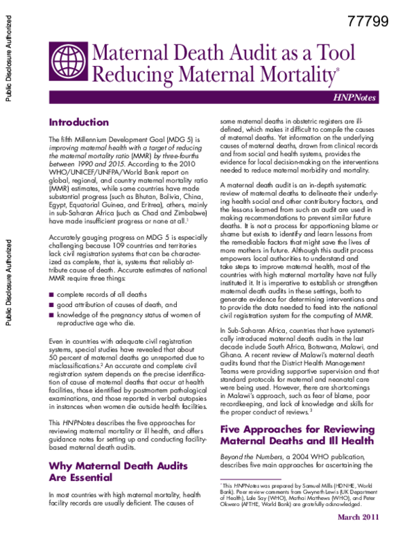 (PDF) Maternal death audit as a tool reducing maternal mortality