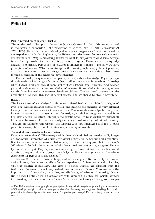 (PDF) Public Perception of Science. Part 2