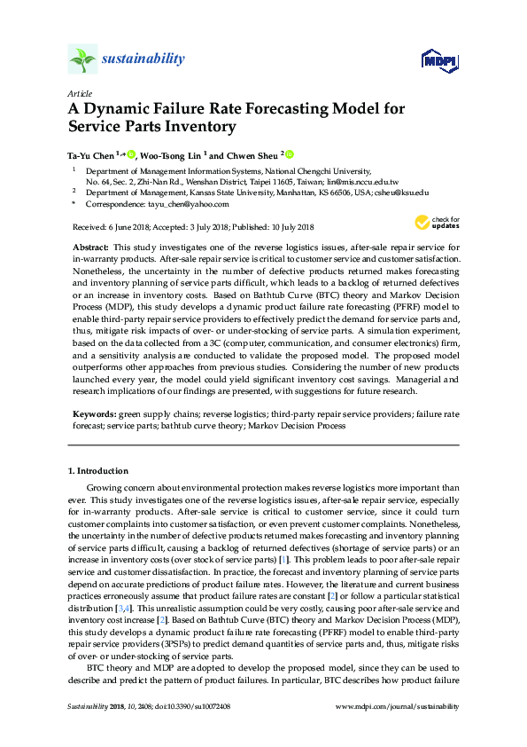 (PDF) A Dynamic Failure Rate Forecasting Model for Service Parts Inventory