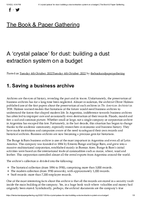 (PDF) Budget Dust Extraction for Archives Preservation