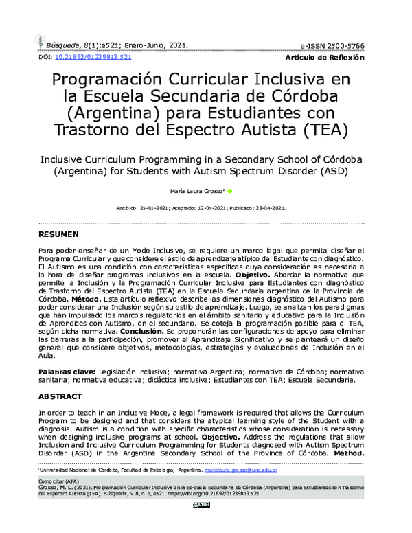 (PDF) Programación Curricular Inclusiva en la Escuela Secundaria de ...