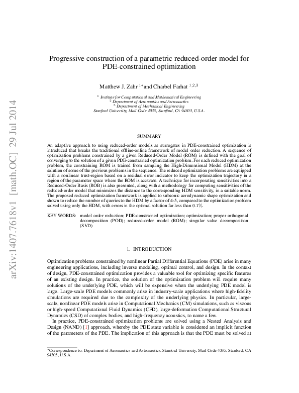(PDF) Adaptive Reduced-Order Models for PDE Optimization